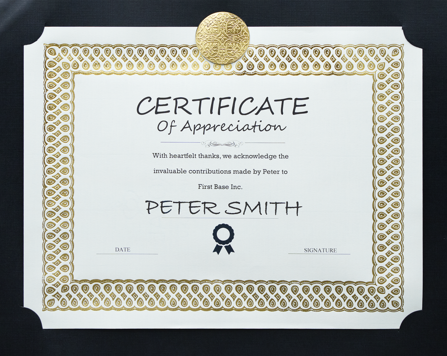 St. James® Elite Medallion Presentation Cards/Certificate Holder, Black ...