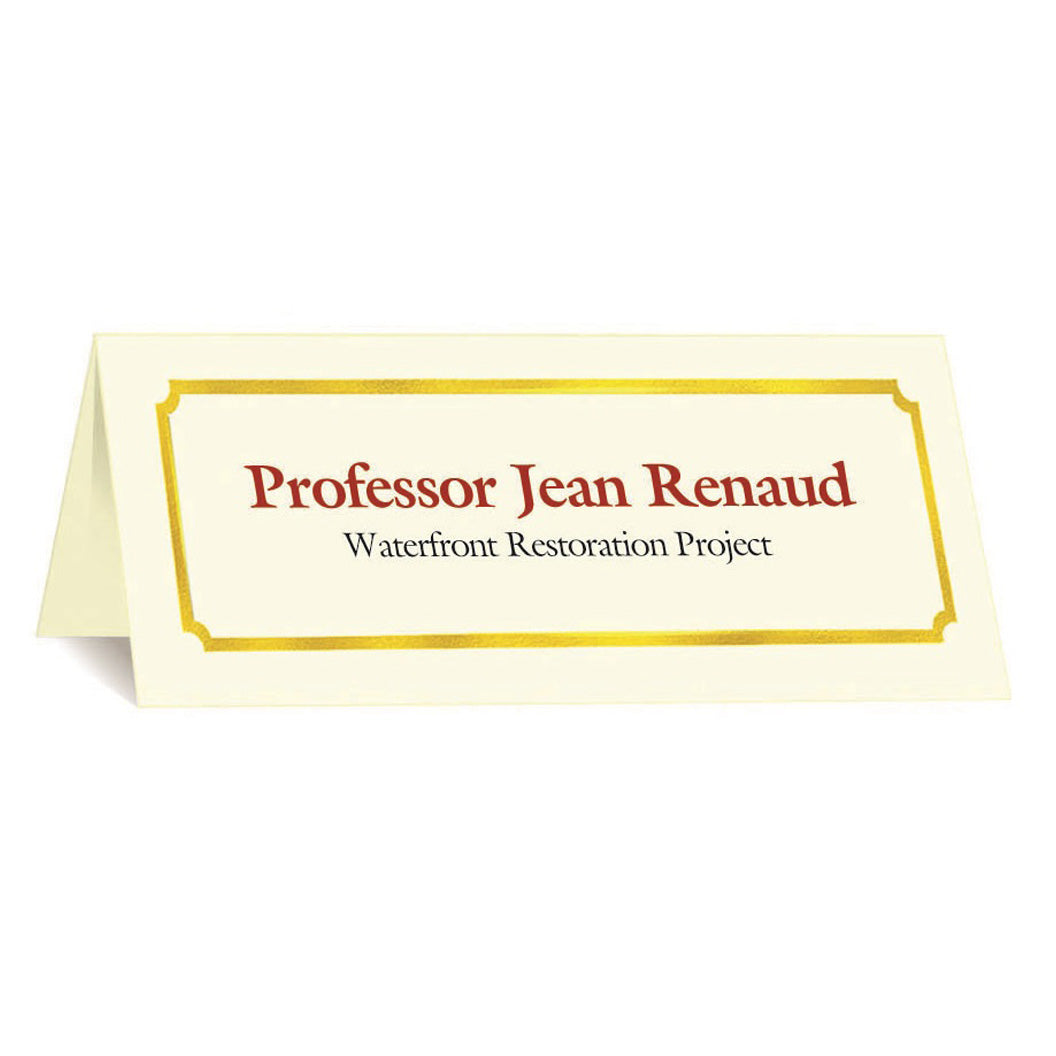 St. James® Overtures® Classic Place Cards, Ivory, Gold Foil, Fold to 1 ...